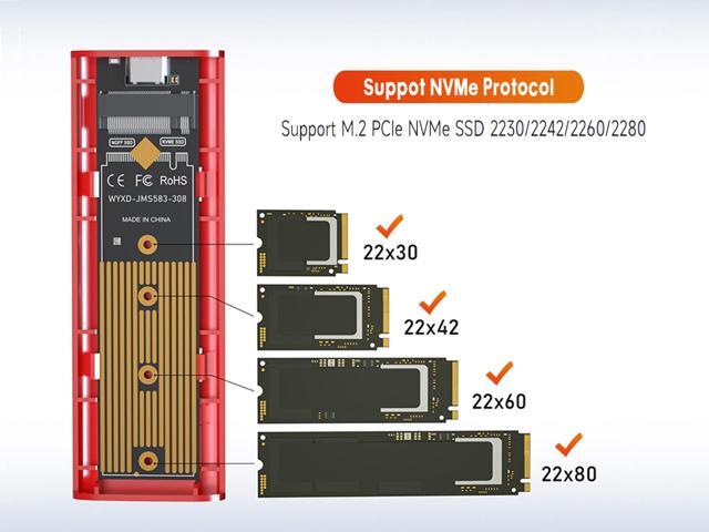 KingSpec M.2 NVMe SSD Enclosure, Tool Free NVMe PCIe SSD Adapter with ...