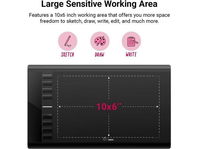UGEE M708 V3 Graphics Drawing Tablet,10X6 Inches Digital Drawing Tablet ...