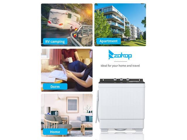 Twin Tub with Built-in Drain Pump XPB65-2288S 26Lbs Semi-automatic Twin Tube Washing Machine for ...