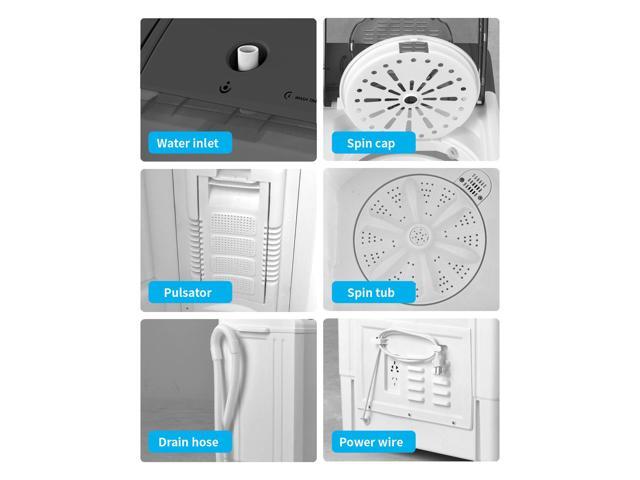 Twin Tub with Built-in Drain Pump XPB65-2288S 26Lbs Semi-automatic Twin Tube Washing Machine for ...
