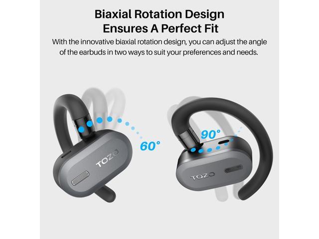 TOZO OpenBuds True Open Ear Sport Headphones Bluetooth 5.3 Wireless Earbuds with Multi-Angle ...