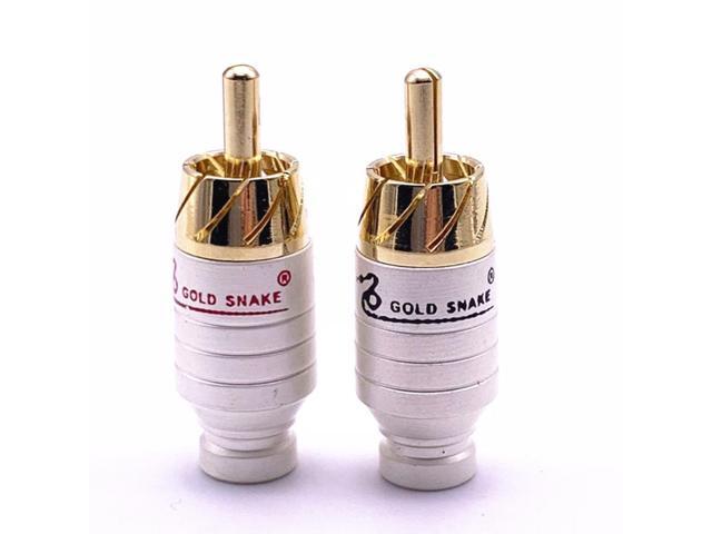 2pcs RCA Connector Gold Plated RCA Male Plug Soldering Wire Connector ...