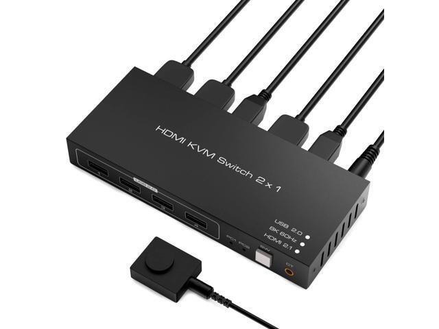 BUCIER 8K HDMI KVM Switch, HDMI 2 in 1 Out KVM Switch Box Keyboard ...