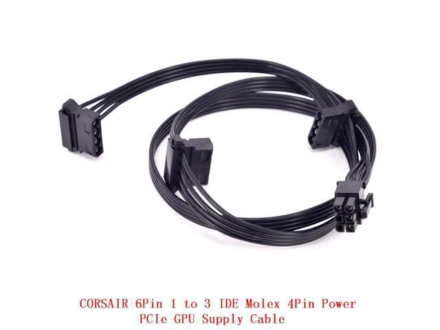 PCI-e 6Pin 1 to 3 IDE Molex 4Pin Power Supply Cable for CORSAIR CS CX ...