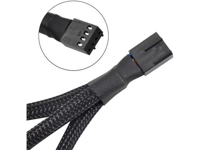 3 Pack PWM Fan Splitter, Black Sleeved Braided Y Computer Fan Splitter ...