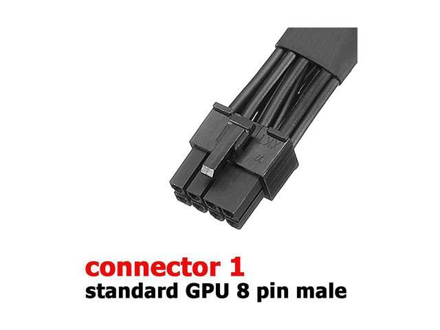 Dual 6 Pin Female to 8 Pin Male GPU Power Adapter Cable Braided Sleeved ...