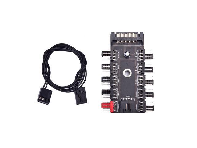 PC 1 to 10 4Pin Cooling Fans Hub Splitter Cable 12V PWM LED Sata Power ...
