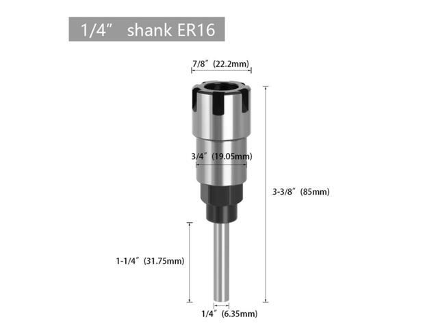 1/4 Inch Shank ER16 Router Collet Adapter Extension Chuck Rod Engraving ...