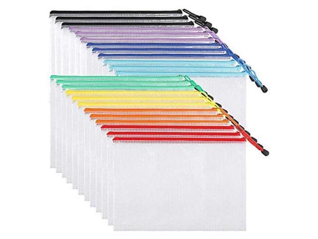 24Pcs Mesh Zipper Pouch Document Bag, Plastic Zip File Folders, Letter ...