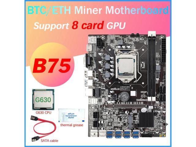 B75 8 Card BTC Mining Motherboard+G630 CPU+Thermal Grease+SATA Cable ...
