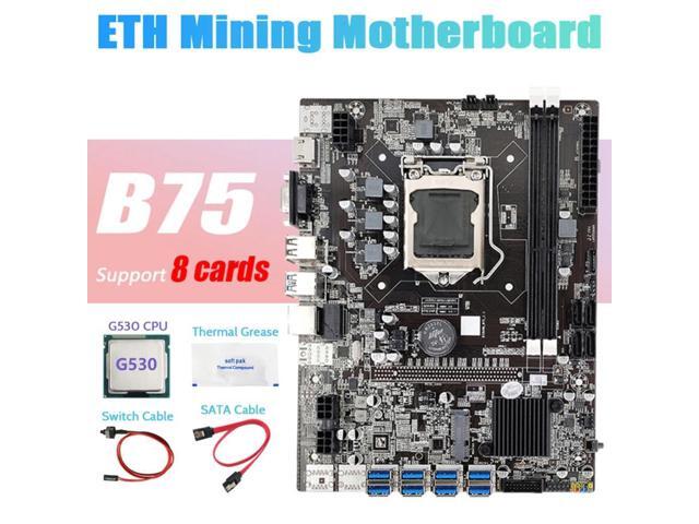 B75 ETH Mining Motherboard 8XPCIE To USB+G530 CPU+SATA Cable+Switch ...
