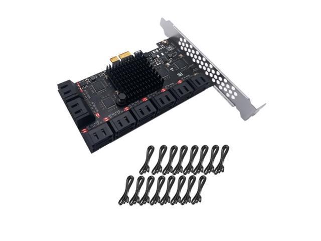 PCIE SATA Card 16 Ports 6Gb SATA 3.0 with Cable, PCIe 1X to SATA ...
