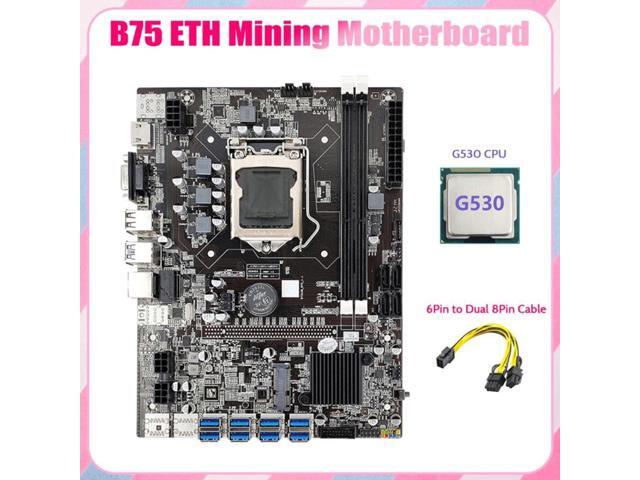 B75 ETH Mining Motherboard 8XPCIE USB Adapter+G530 CPU+6Pin to Dual ...