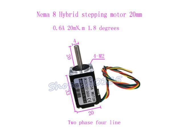 2-phase NEMA8 stepper motor 1.8 degrees 20MM 20BYG33 0.6A 0.02NM ...