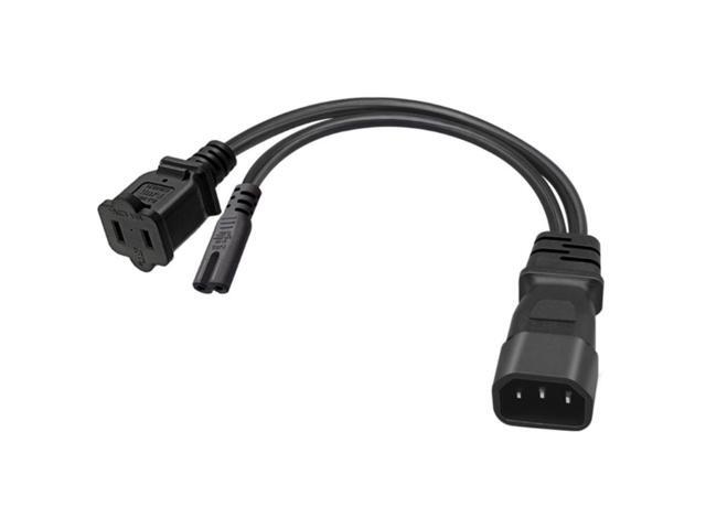 C14 to C7 + 1-15R,C14 Splitter (1ft/32cm) IEC 320 C14 Male Plug to C7 ...
