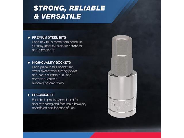 NEIKO 10288A Allen Hex Bit Socket Set, 32 Piece SAE and Metric Allen ...
