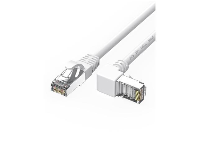 90 Degree CAT6 Ethernet Cable Right Angle Upward Angled White 3ft,RJ45 ...