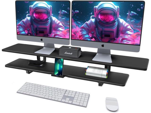 Dual Monitor Stand, Computer Monitor Riser for 2 monitors, 2 Tiers Wood ...