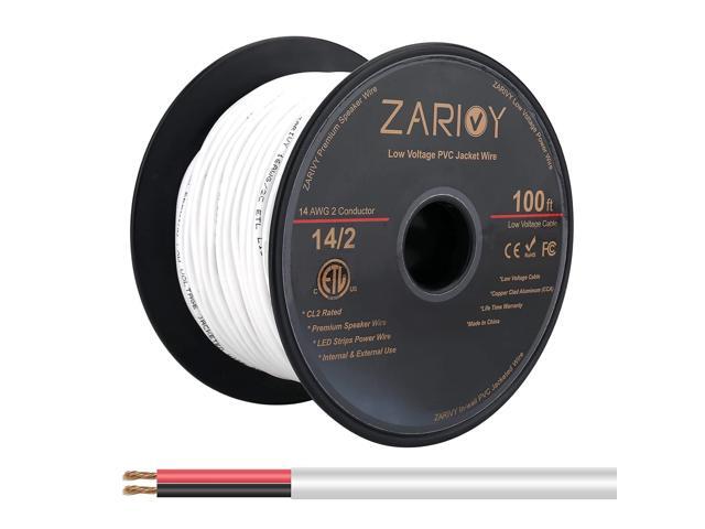 100 Feet 14 Gauge 2 Conductors Red Black Wire with Fire Resistant White ...