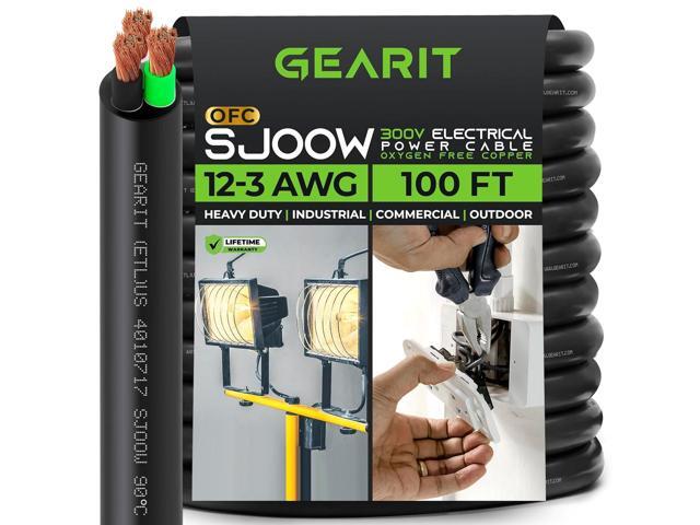 GearIT 12/3 12 AWG Portable Power Cable (100 Feet - 3 Conductor) SJOOW ...