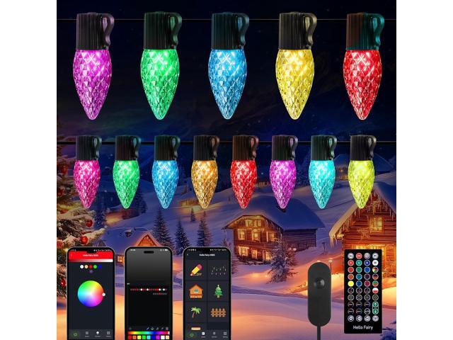 Brightown C9 LED Christmas Lights Outdoor, 200LED RGB Smart Christmas ...