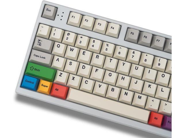 PBT Grey Beige Keycaps Set Cherry Profile 141 Keys Custom Dye-Sub Retro ...
