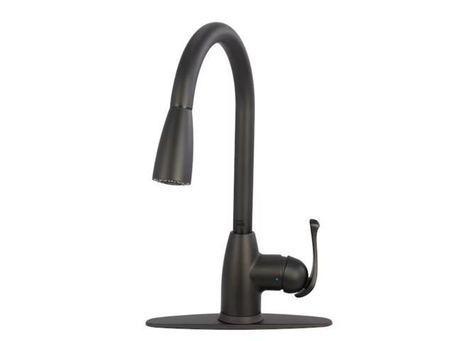 Project Source Tucker Matte Black Single Handle Pull-down Kitchen ...