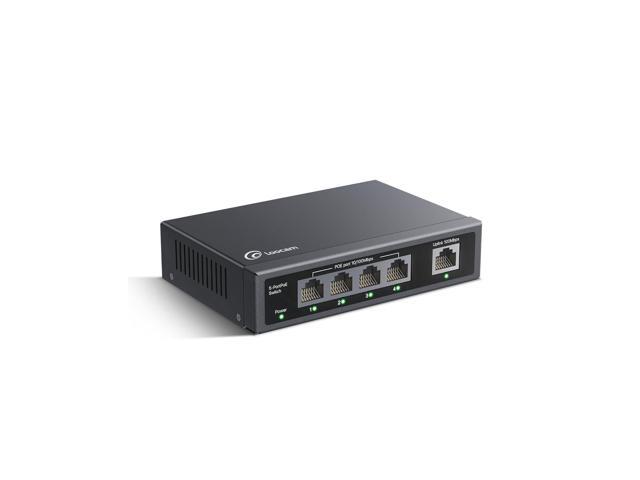5 Port PoE Switch(4 PoE Ports + 1 Uplink), 802.3af/at PoE+ 100Mbps, 65W ...