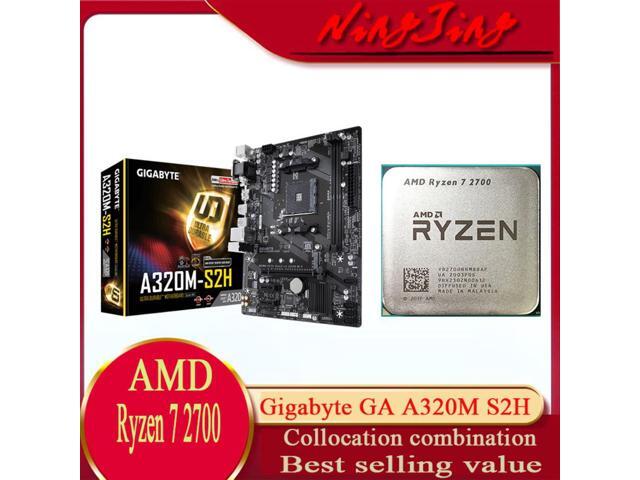 Amd ryzen 7 2700 r7 2700 cpu + gigabyte ga a320m s2h nova placa-mãe ...