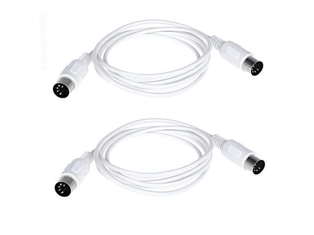2Pcs MIDI Extension Cable 5 Pin Male to 5 Pin Male Electric Piano ...