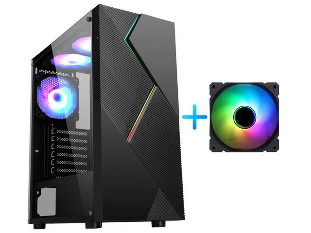 SAMA ATX Mid Tower Tempered Glass Computer Case, 1x RGB Fan, RGB Line ...