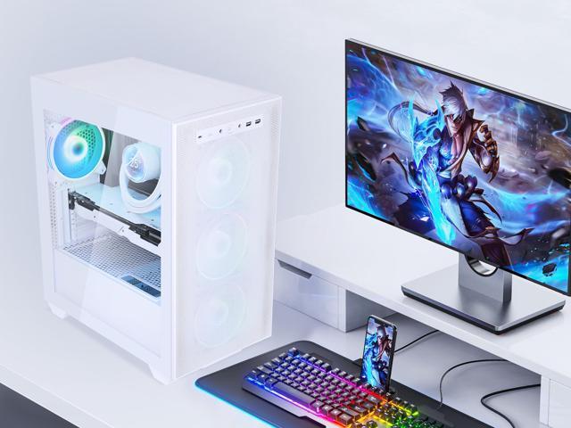 SAMA MATX/ITX Computer Case Tempered Glass Panel with 4 x ARGB Fans ...