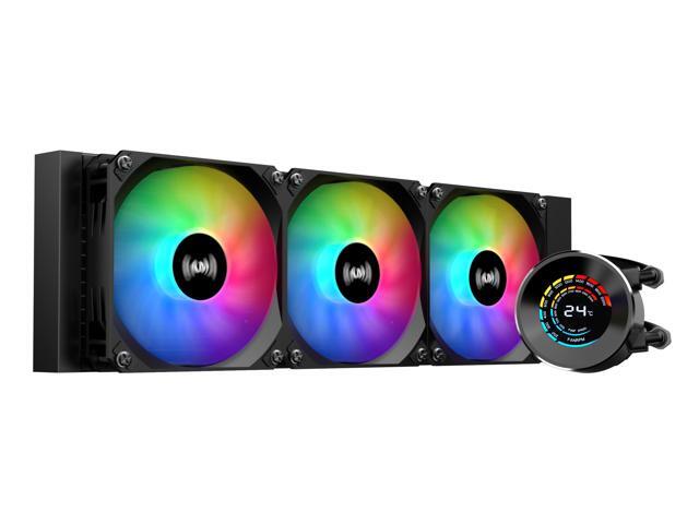 SAMA T360 Black liquid Cooler 360mm ARGB AIO Radiator LCD Temperature ...