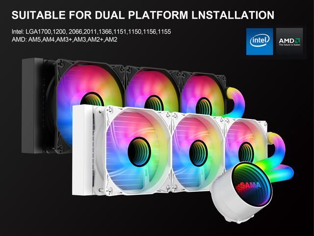 SAMA PS360 White AIO Liquid Cooler 360mm ARGB CPU Radiator with ...