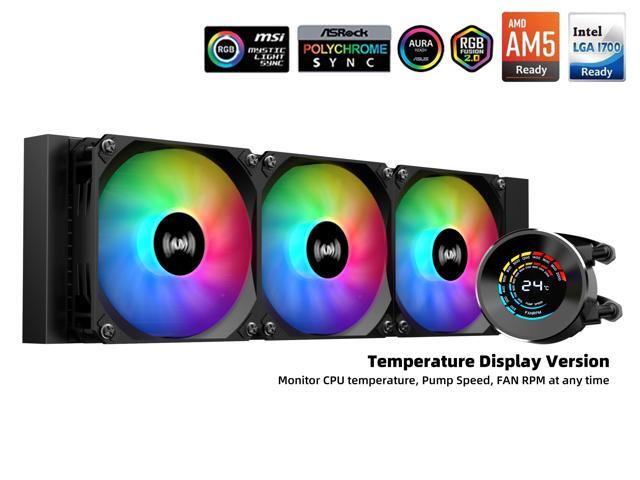 SAMA T360 Black liquid Cooler 360mm ARGB AIO Radiator LCD Temperature ...