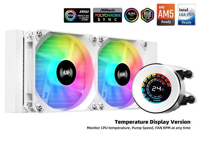 SAMA T240 White liquid Cooler 360mm ARGB AIO Radiator LCD Temperature Display Screen CPU Cooler ...