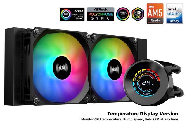SAMA T240 Black liquid Cooler 360mm ARGB AIO Radiator LCD Temperature ...