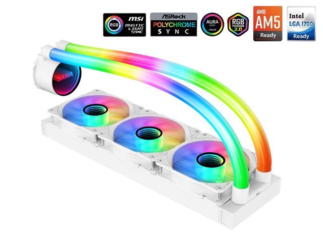 SAMA PS360 White AIO Liquid Cooler 360mm ARGB CPU Radiator with ...