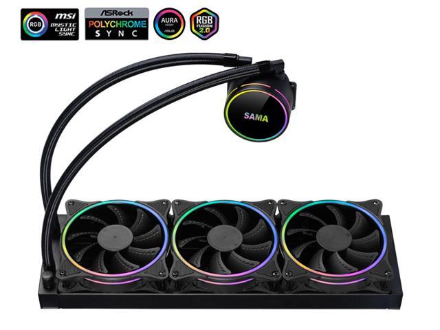 SAMA Halo-360 AIO ARGB 360mm Liquid Cooler 3x120mm Addressable RGB PWM ...