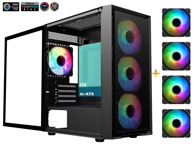 SAMA M203 Black Tempered Glass Micro ATX Mid Tower Gaming Computer Case ...