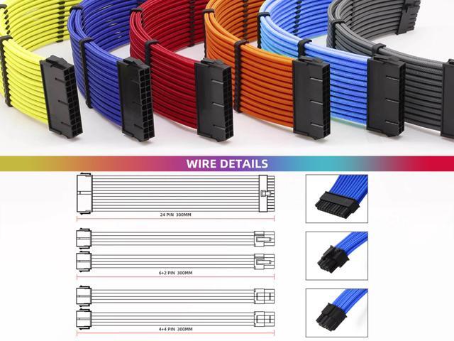 SAMA 5Pcs Extension Cable set Male To Female 24PIN Motherboard 4+4Pinx2 ...