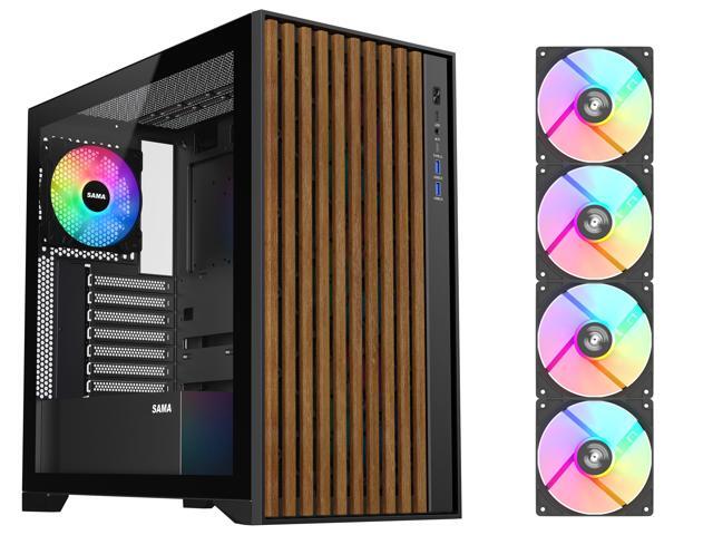 SAMA V Nature ATX MATX Mid Tower PC Case - Front Panel with 10 Black ...