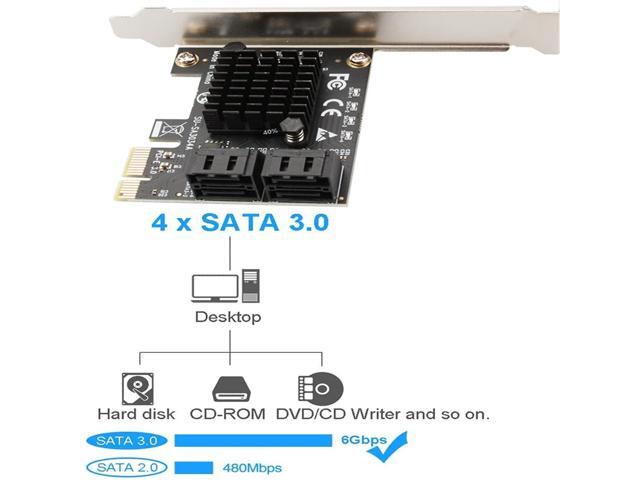 SATA Card 4 Port with 4 SATA Cables, 6 Gbps SATA 3.0 Controller PCIE ...