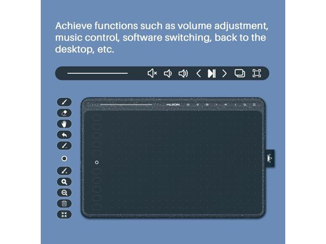 Huion HS611 Space Grey Graphics Drawing Tablet 10X6 inch Battery-Free ...
