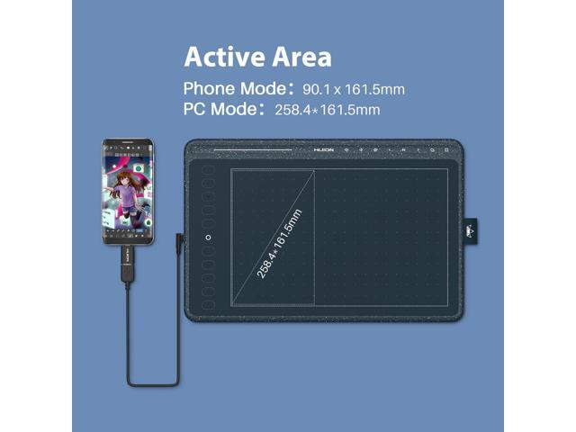 Huion HS611 Space Grey Graphics Drawing Tablet 10X6 inch Battery-Free ...