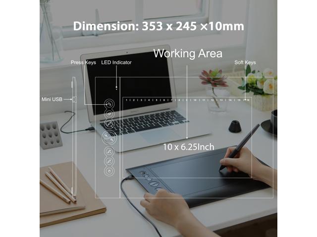 Refurbished: Huion H610 Pro V2 10x6.25 inch Graphics Tablet Drawing Pen ...