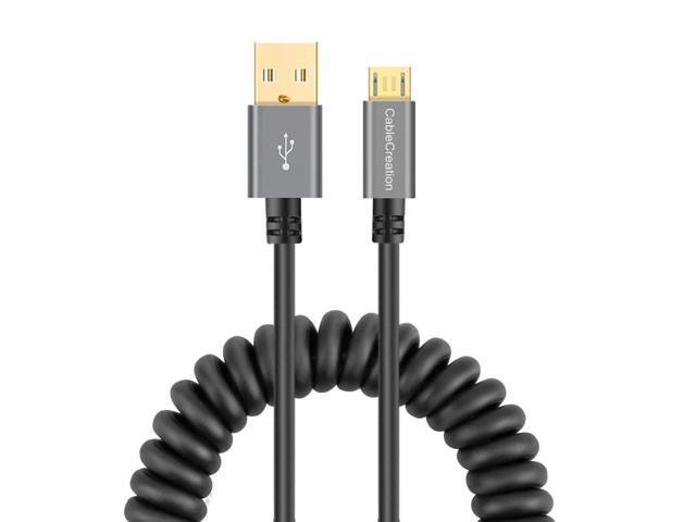 Coiled USB to Micro USB Cable 0.56ft to 4ft, USB 2.0 A to Micro USB ...