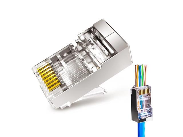 Vszerda 20-Pack Cat6a RJ45 Connector Pass Through, Gold Plated Cat6 ...