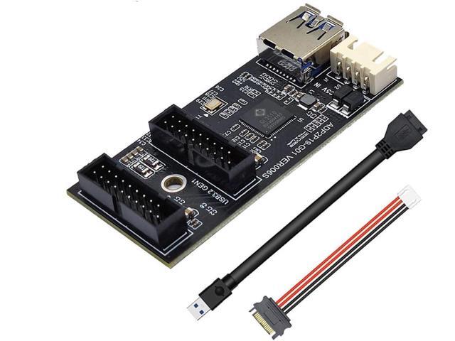 Internal USB 3.0 Hub, Motherboard USB 19/20P to Dual Male Headers ...