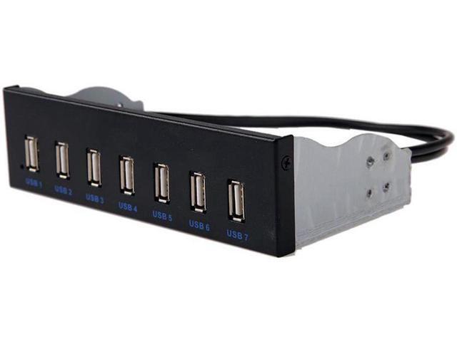 7 Port USB 2.0 5.25" Internal CD-ROM Bay Front Panel USB Hub,7 x USB 2. ...